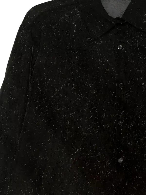 ALYSI Glitter-detail Collared Shirt - Black
