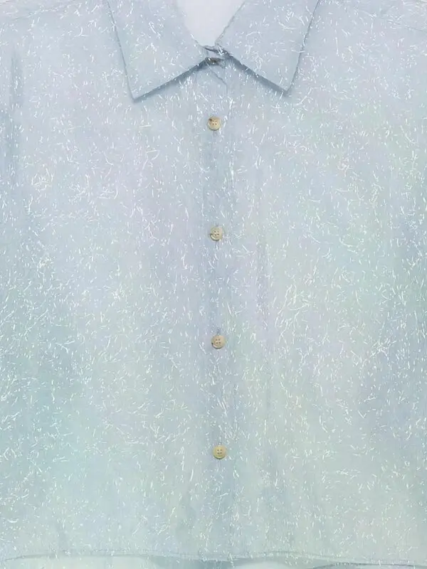 ALYSI Speckled Cropped Shirt - Blue
