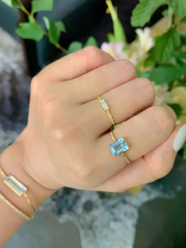 YI COLLECTION 18k Gold Aquamarine And Diamond Ring