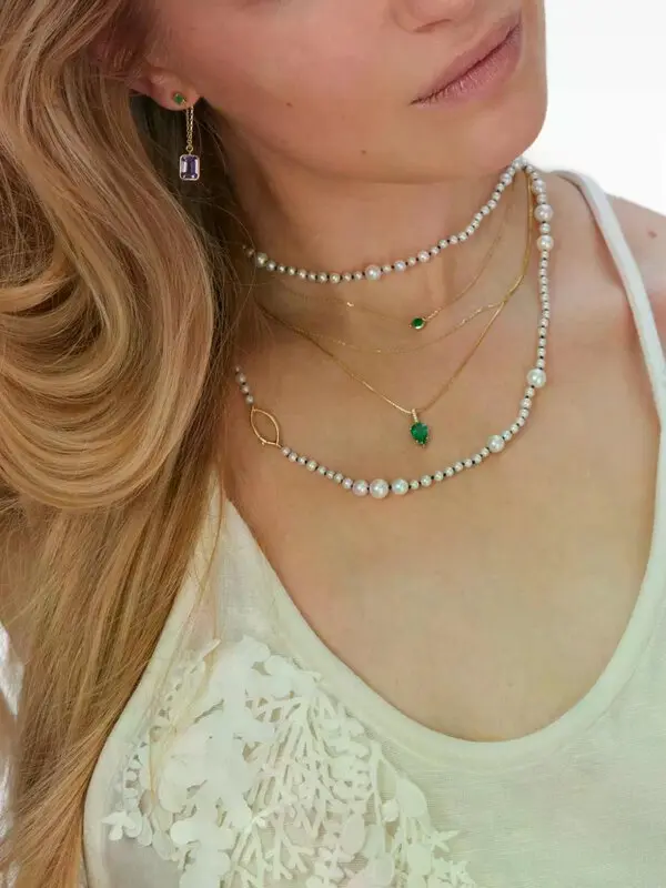 YI COLLECTION 18k Yellow Diamond And Emerald Arrow Necklace