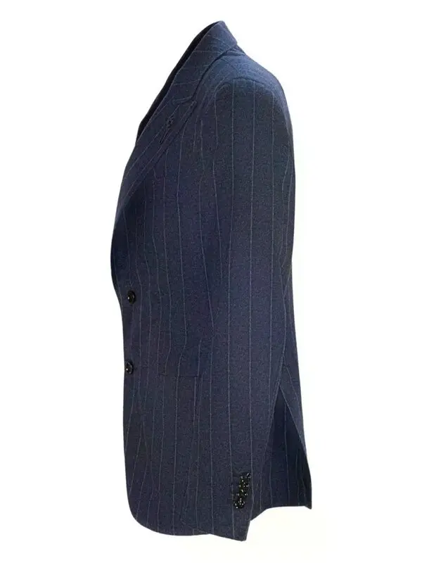 LARDINI Pinstripe Lapel Blazer - Blue