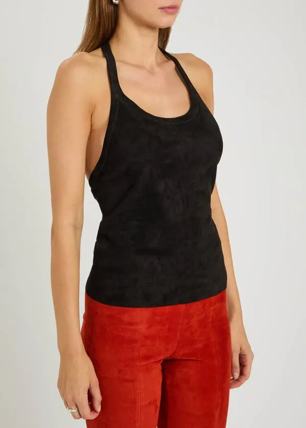 Stouls Stretch-suede Halterneck Top - Black