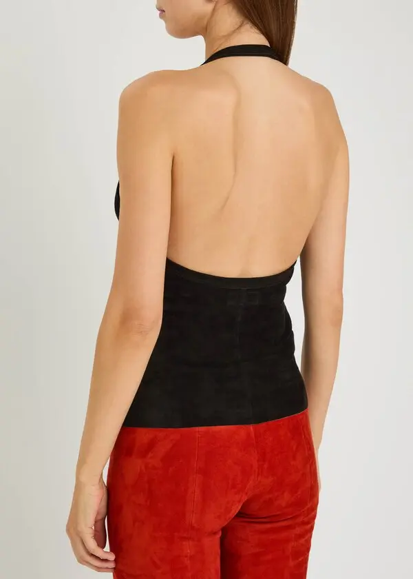Stouls Stretch-suede Halterneck Top - Black