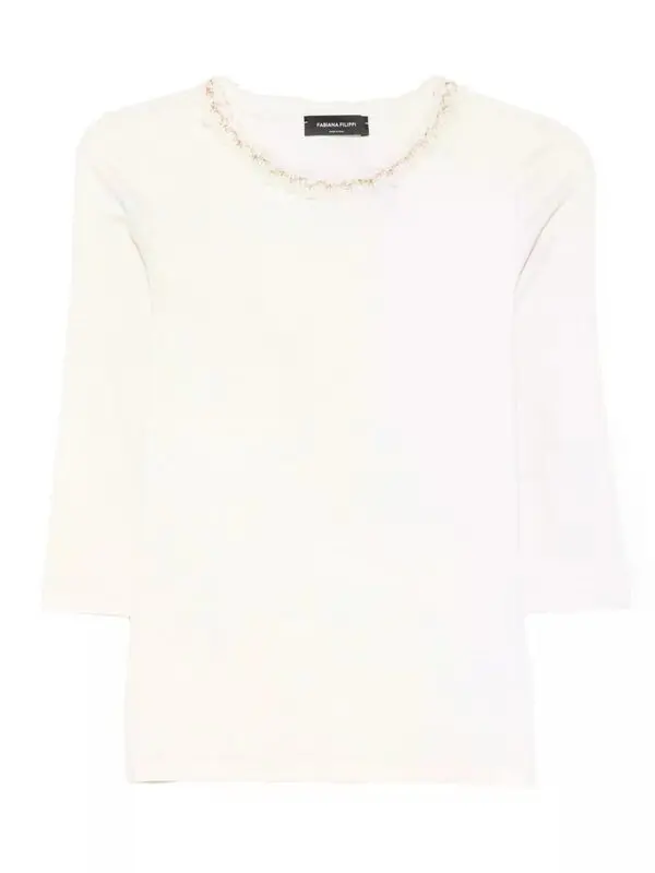 Fabiana Filippi Embellished T-shirt - Neutrals