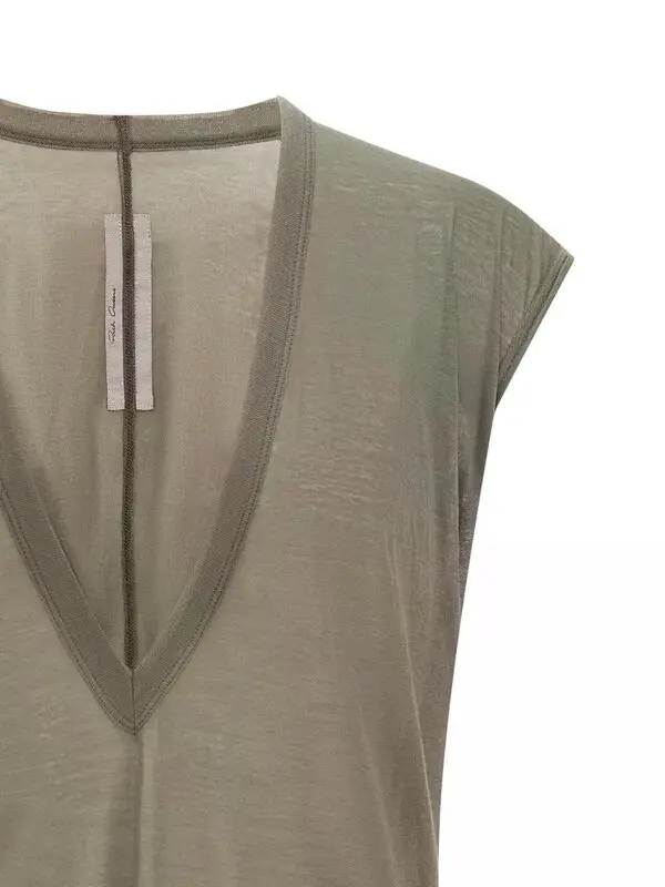 Rick Owens V-neck Cotton T-shirt - Green