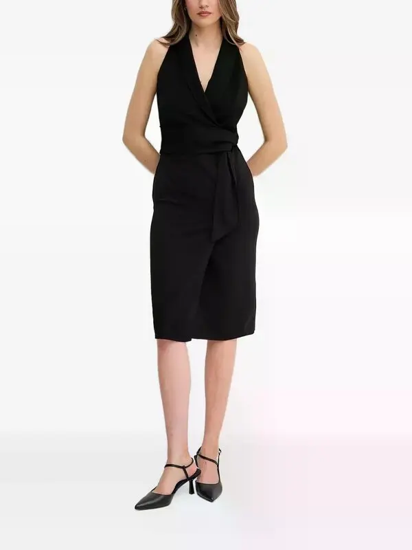 SANDRO FERRONE Wrap-neck Sleeveless Midi Dress