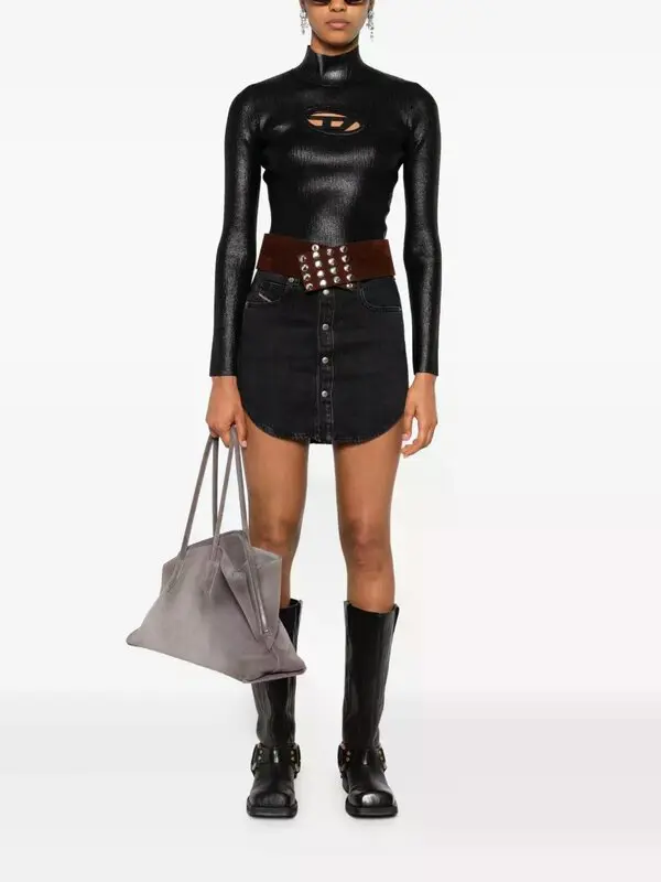 DIESEL® Denim Button-front Miniskirt - Black
