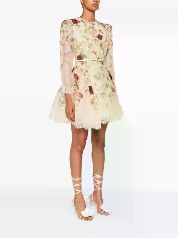 Zimmermann Story Floral Lace-trimmed Mini Dress
