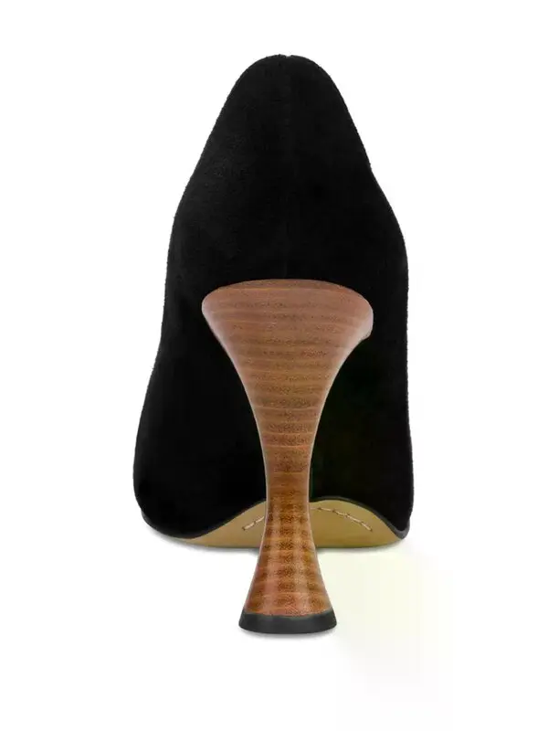 Moschino Suede Pumps With Wooden Heel - Black