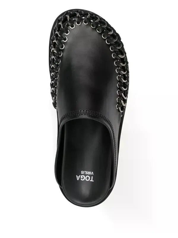TOGA VIRILIS Chain-embellished Leather Mules