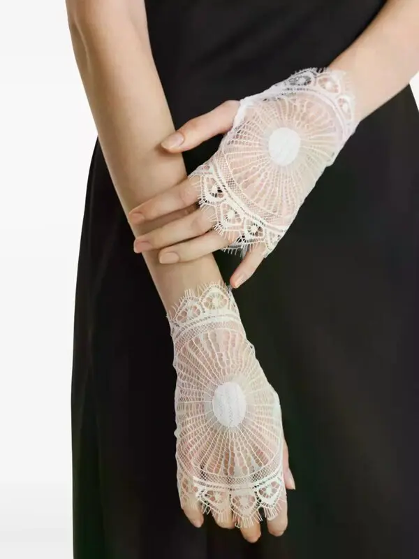 2310 STUDIO Lace Fingerless Gloves - White
