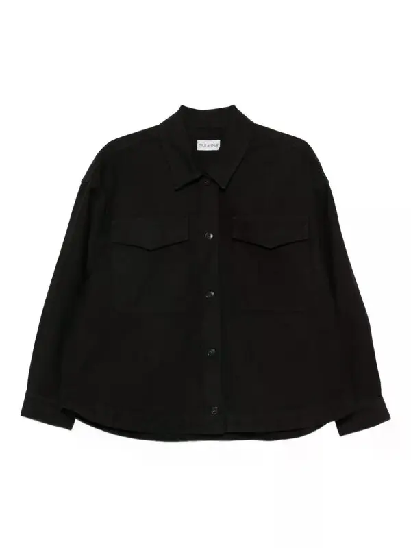 TRUE AVENUE Double-pocket Cotton Shirt Jacket - Black