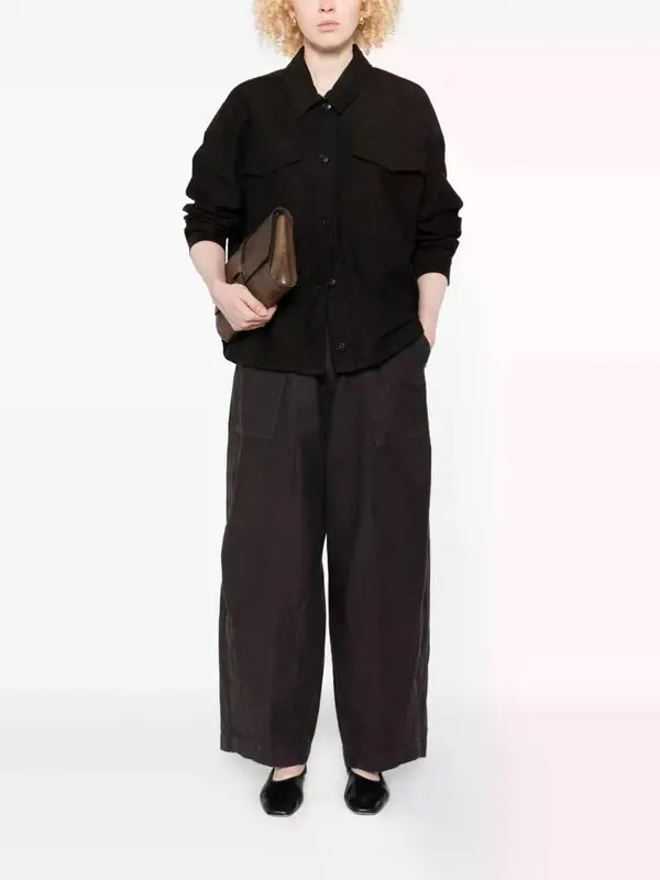 TRUE AVENUE Double-pocket Cotton Shirt Jacket - Black