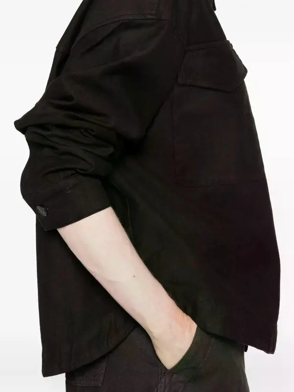 TRUE AVENUE Double-pocket Cotton Shirt Jacket - Black