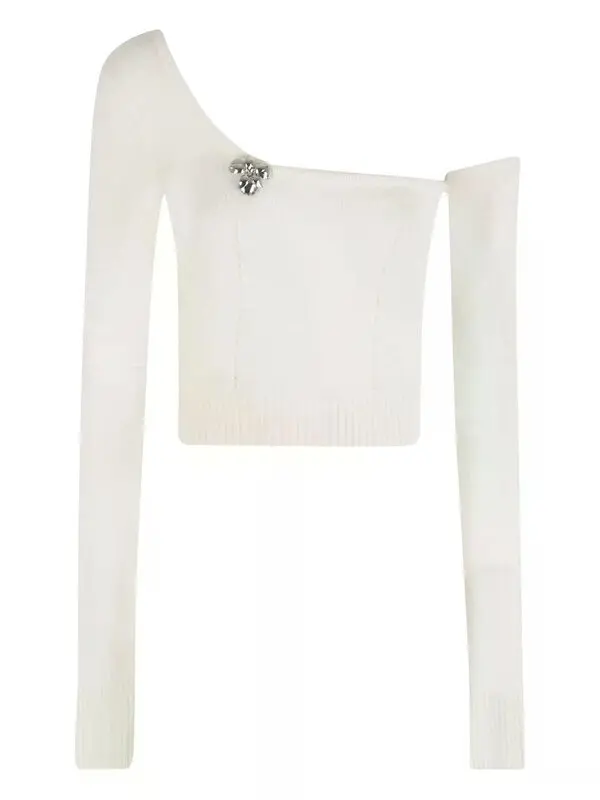 Blumarine Flower Appliqué One-shoulder Top - White