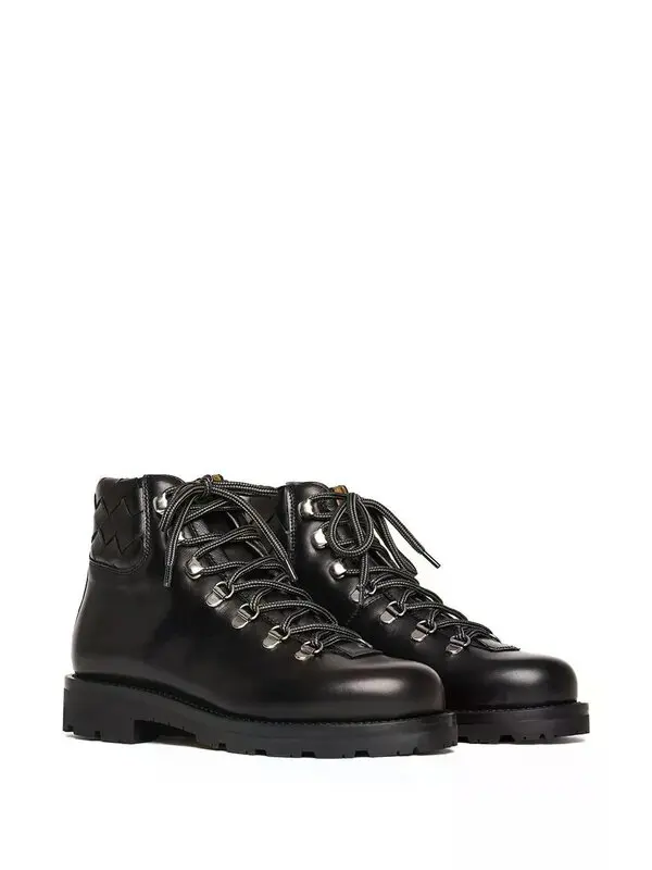 SCAROSSO Catherine Leather Lace-up Boots - Black