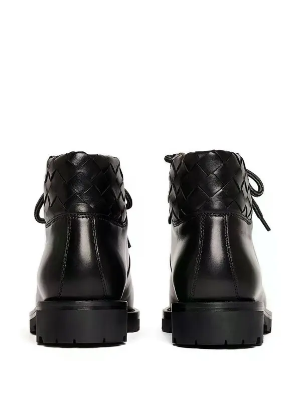 SCAROSSO Catherine Leather Lace-up Boots - Black