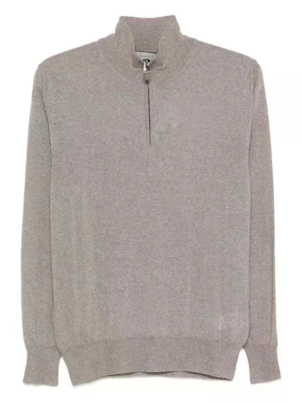 Canali High-neck Zip-up Sweater - Neutrals