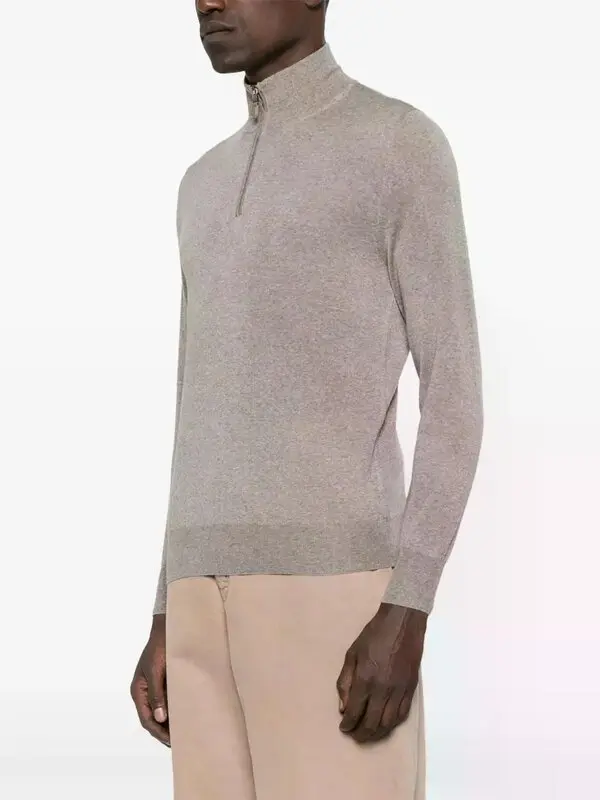 Canali High-neck Zip-up Sweater - Neutrals