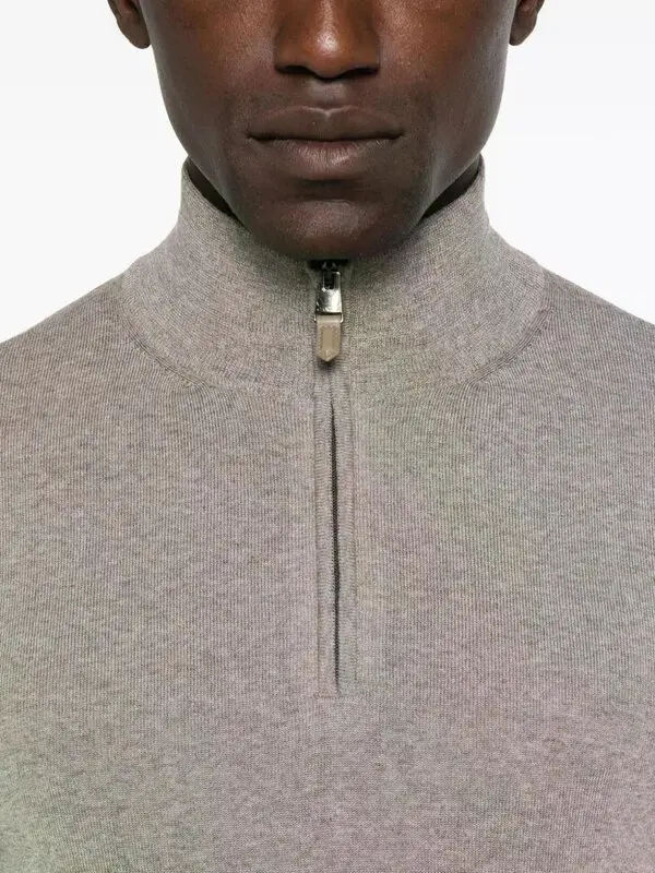 Canali High-neck Zip-up Sweater - Neutrals