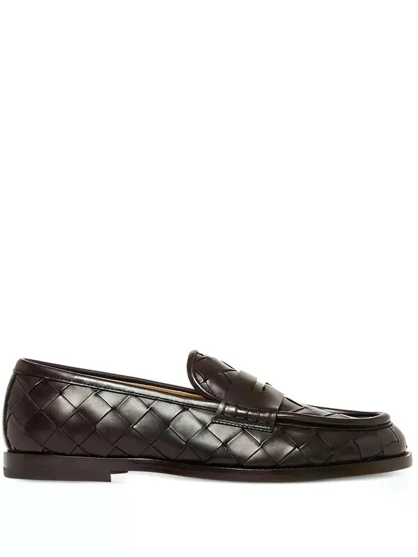 SCAROSSO Woven Leather Loafers - Brown