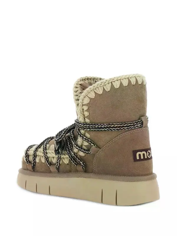Mou 40mm Crochet-detail Lace-up Boots - Brown