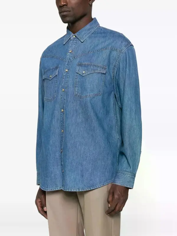 LARDINI Double-pocket Denim Shirt