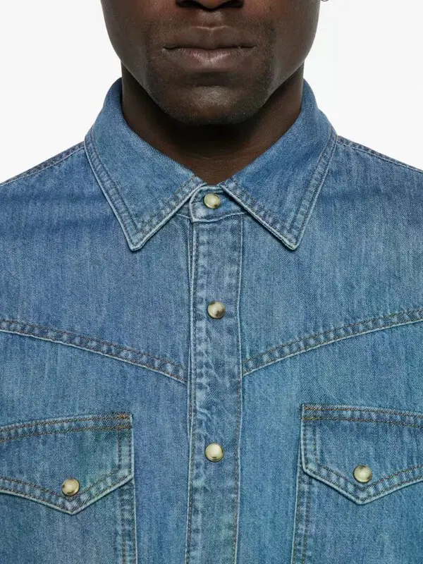 LARDINI Double-pocket Denim Shirt