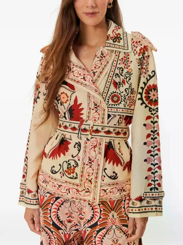 Farm Rio Floral-print Belted Blazer