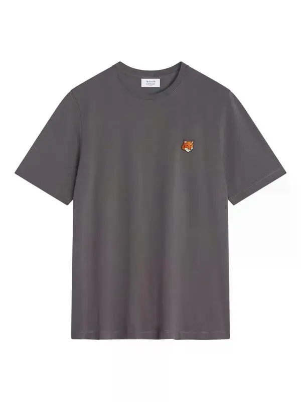 Maison Kitsuné Fox-patch Crew-neck T-shirt - Grey