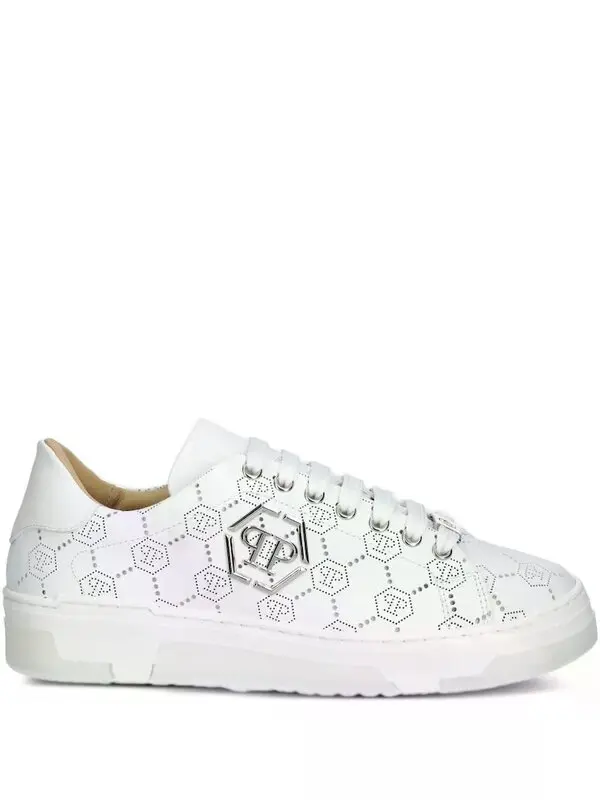 Philipp Plein Logo-plaque Perforated Sneakers - White