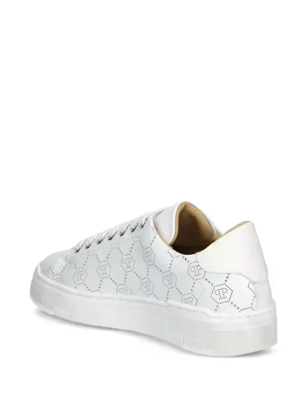 Philipp Plein Logo-plaque Perforated Sneakers - White