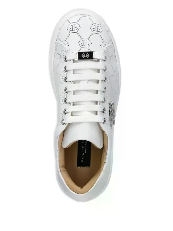 Philipp Plein Logo-plaque Perforated Sneakers - White