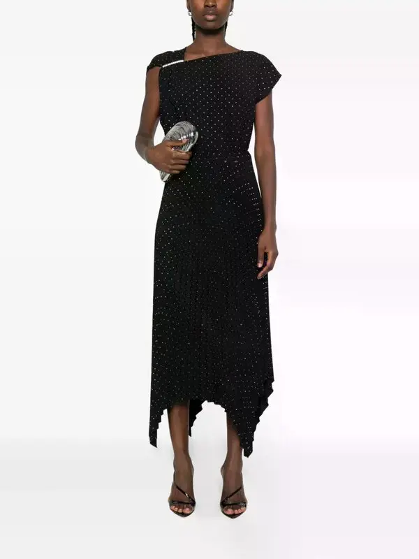 Nissa Embellished Asymmetric Midi Dress - Black | Editorialist