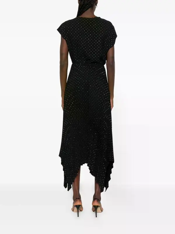 NISSA Embellished Asymmetric Midi Dress