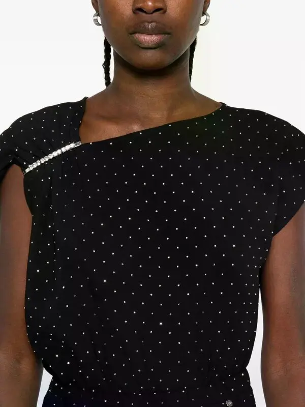 NISSA Embellished Asymmetric Midi Dress