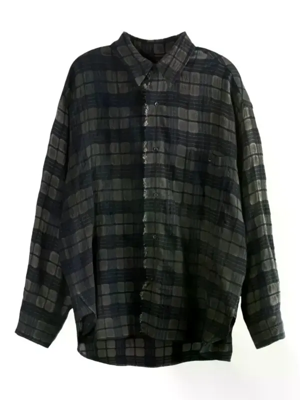 UMA WANG Checked-pattern Frayed Shirt