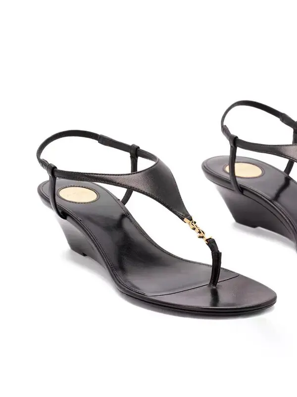 Saint Laurent Leather Wedge Sandals