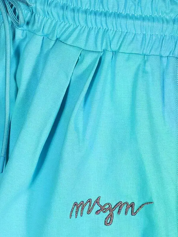 MSGM Elasticated-waistband Embroidered-logo Shorts - Blue