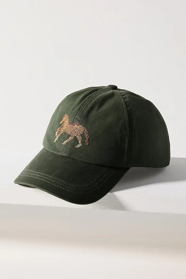 Anthropologie Needlepoint Icon Waxed Canvas Baseball Cap - Horse