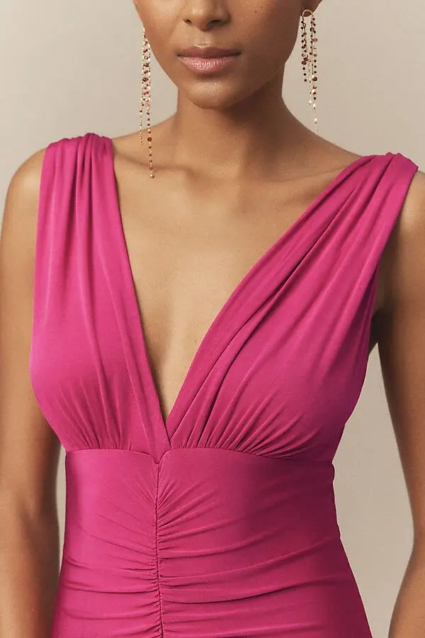 Selena Plunge-neck Stretch Jersey Maxi Dress - Vibrant Pink