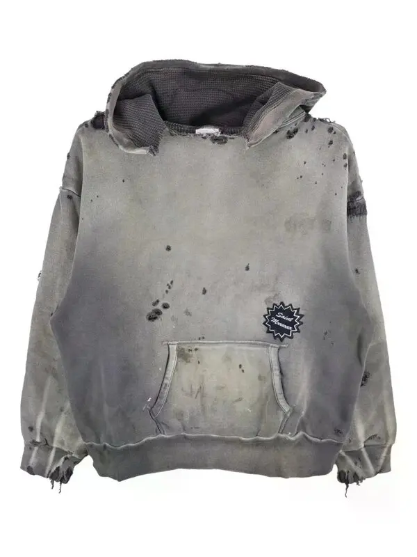 SAINT MXXXXXX Distressed-detail Hoodie