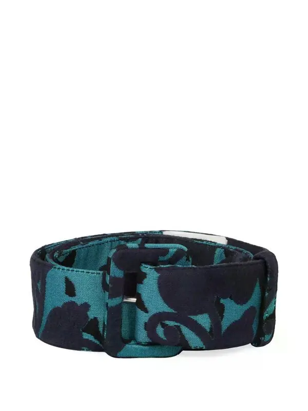 Miu Miu Floral-print Buckle Belt - Blue