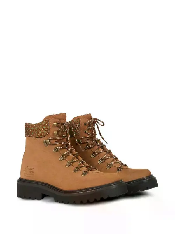Etro Patterned-collar Lace-up Boots