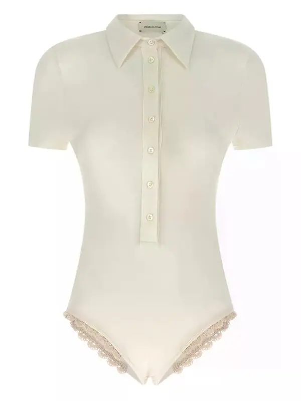 Magda Butrym Crochet-trimmed Bodysuit - White