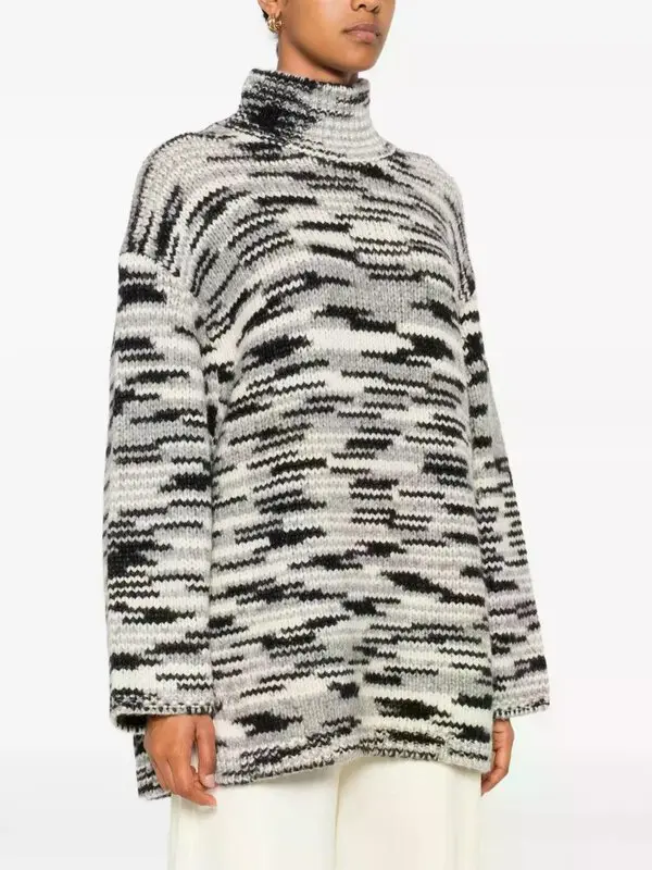 Marc O'polo Stripe-pattern High Neck Sweater - Black