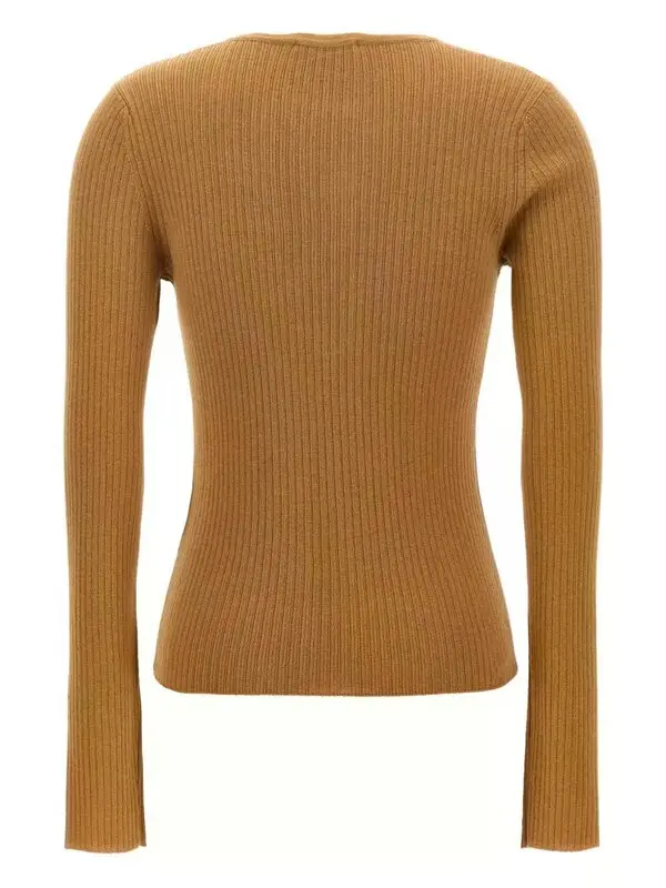 Max Mara Urlo Henley-neck Ribbed Sweater - Neutrals