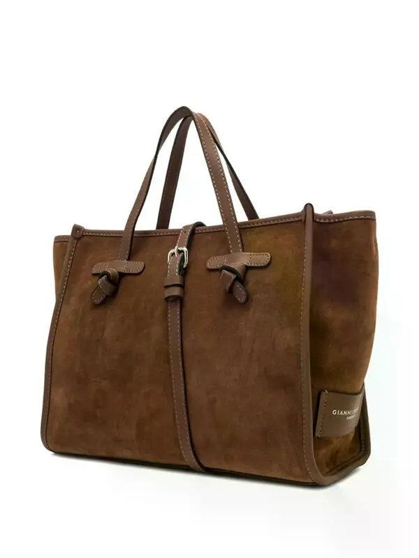 GIANNI CHIARINI Knotted Buckle Suede Tote Bag