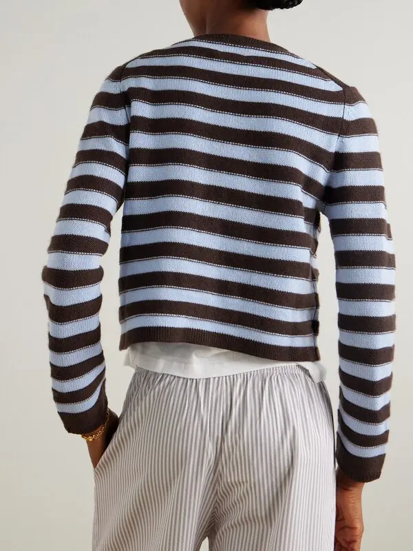 ALLUDE Striped Wool And Cashmere-blend Cardigan