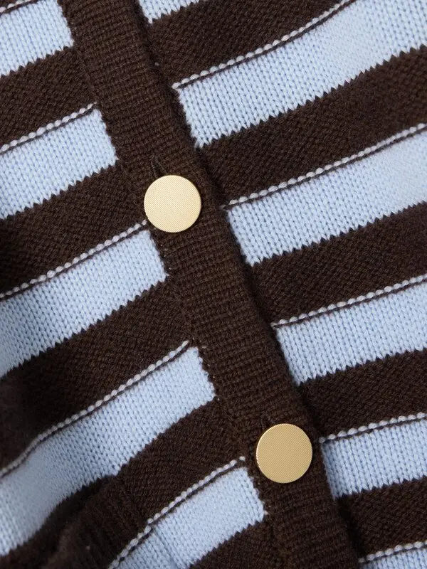 ALLUDE Striped Wool And Cashmere-blend Cardigan